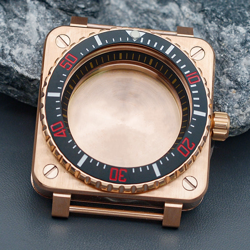 RoseGold Red Square Case with Coin Edge Bezel Watch Case Set – KARAJAN